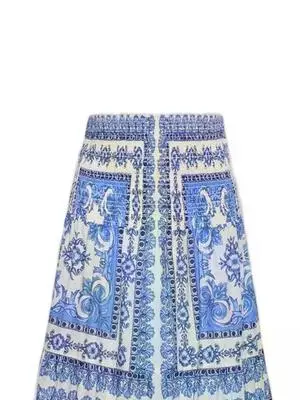 Cara Cara Tiered Printed Skirt - Blue