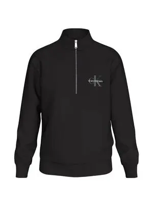 Calvin Klein Quarter-zip Logo-print Sweater - Black