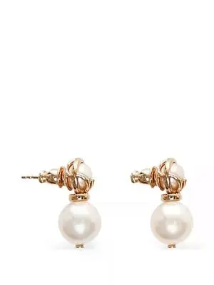 Fendi F Is Faux-pearl Drop Earrings - Gold