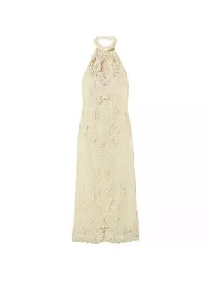 TWINSET Long Embroidered Mesh Dress