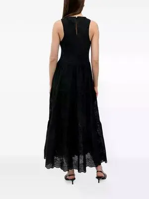 BOSS Broderie Anglaise Tiered Maxi Dress - Black