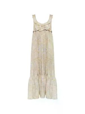 Chloé Ruffled Floral-print Maxi Dress - Neutrals