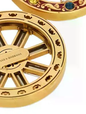 Dolce & Gabbana Tone Crystal Embellished Wheel Earrings - Gold
