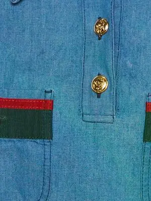 Gucci Denim Shirt Dress With Web Trim
