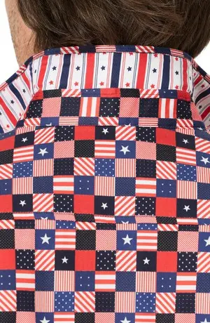 Robert Graham Stars Aligned Short Sleeve Stretch Cotton Button-up Shirt