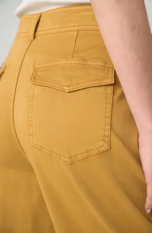 LIVERPOOL Pleated Cotton Blend Tapered Pants