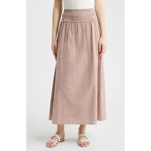 Hill House Home The Delphine Nap® Midi Skirt - Rust Gingham