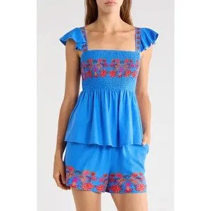 SUGARLIPS Isela Smocked Flutter Sleeve Top