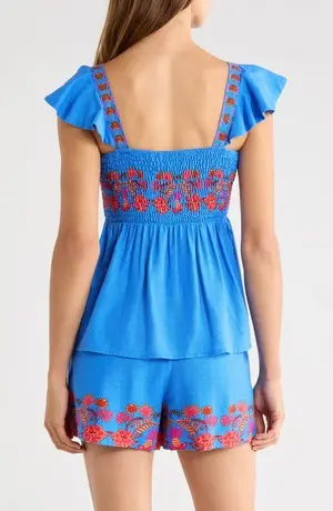 SUGARLIPS Isela Smocked Flutter Sleeve Top