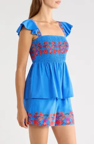 SUGARLIPS Isela Smocked Flutter Sleeve Top