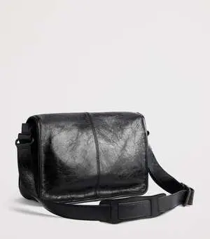 Balenciaga Crinkled Calfskin Le City Messenger Bag - Black