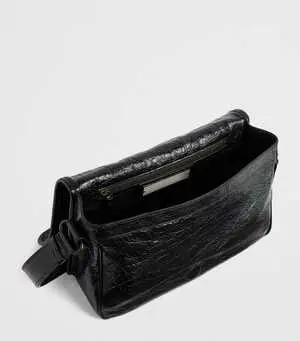 Balenciaga Crinkled Calfskin Le City Messenger Bag - Black