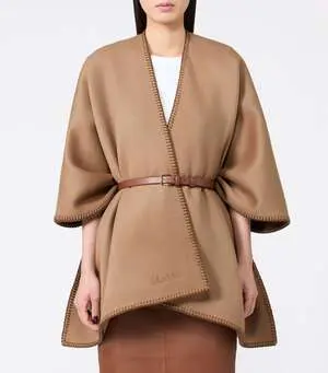 Max Mara Virgin Wool Logo Cape And Belt
