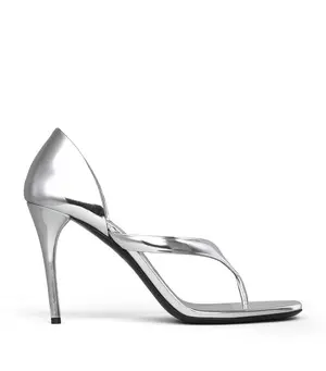 Alaïa Laminated Leather Infradito Sandals 90 - Silver