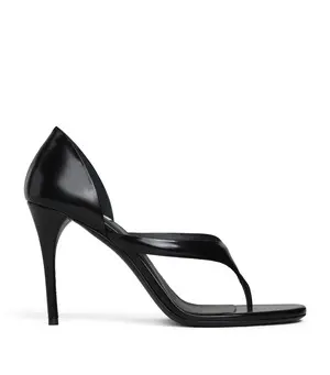 Alaïa Leather Infradito Heeled Sandals 90 - Black