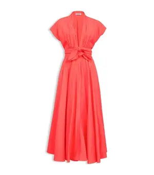 Alaïa Linen-blend Knot Midi Dress - Red