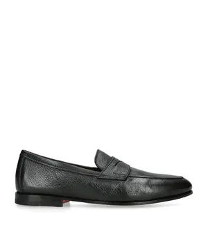 Santoni Grained Leather Carlo Loafers