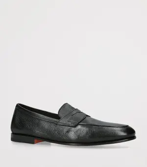 Santoni Grained Leather Carlo Loafers