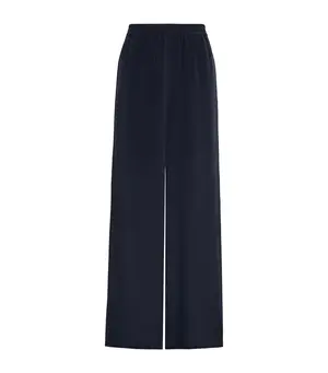 Max Mara Silk Wide-leg Trousers - Navy