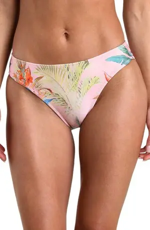L'Agence Nicole Colorful Palm Bikini Bottoms - Pink Multi