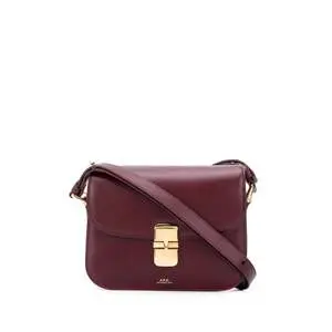 A.p.c. Embossed Logo Leather Shoulder Bag - Red