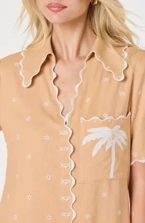 Astr The Label Noelle Scallop Trim Shirtdress