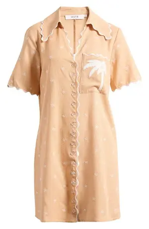 Astr The Label Noelle Scallop Trim Shirtdress