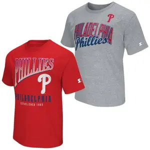 STARTER Heather Gray Philadelphia Phillies Two-pack T-shirt Set - Red