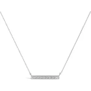 HAUS OF BRILLIANCE Sterling Diamond Accent Milgrain Bar Pendant Necklace - Silver