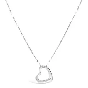 HAUS OF BRILLIANCE Sterling Bezel Set Diamond Accent Heart Pendant Necklace - Silver