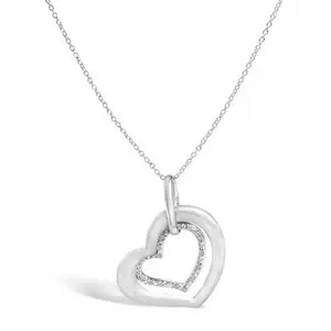 HAUS OF BRILLIANCE Sterling Diamond Accent Matte Finish Heart Pendant Necklace - Silver