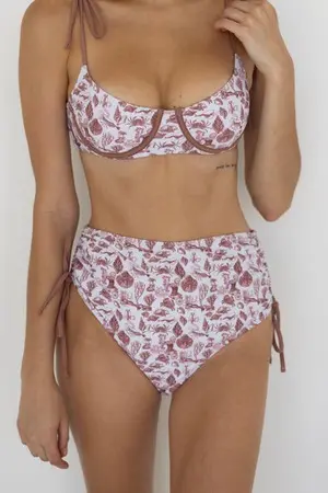 Geode Swimwear Marina High Waisted Bottoms - Red