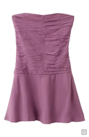 Mango Strapless Smocked Minidress - Maroon