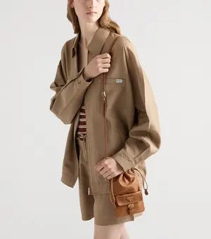 Prada Leather Drawstring Pouch - Brown