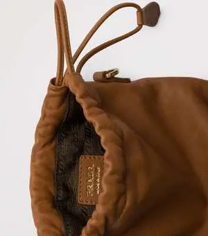 Prada Leather Drawstring Pouch - Brown