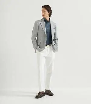 Brunello Cucinelli Virgin Wool-silk-cotton Polo Shirt - Blue