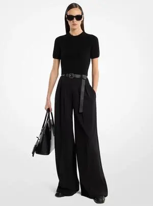 Michael Kors Shannon High-rise Stretch Wool Crepe Wide-leg Trousers