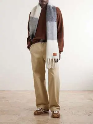 Loewe Fringed Striped Alpaca-blend Scarf