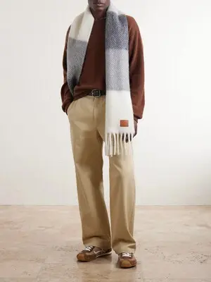 Loewe Fringed Striped Alpaca-blend Scarf