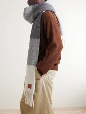 Loewe Fringed Striped Alpaca-blend Scarf