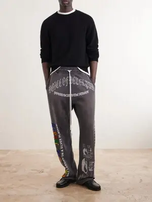 PALY HOLLYWOOD Bobby Driscoll Embellished Printed Cotton-fleece Sweatpants
