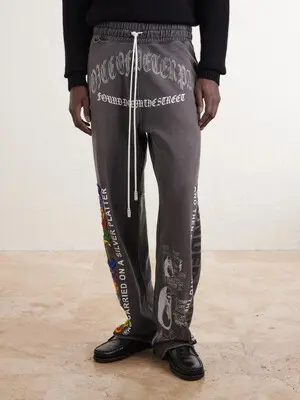 PALY HOLLYWOOD Bobby Driscoll Embellished Printed Cotton-fleece Sweatpants