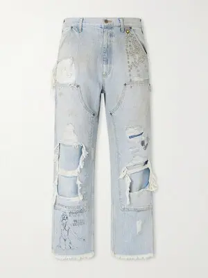 PALY HOLLYWOOD Straight-leg Distressed Studded Jeans