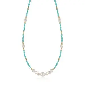 ANGEL BAROCCO Freshwater Pearl Turquoise Beaded Necklace - Green