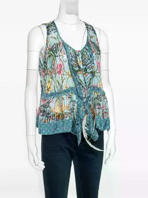 Roberto Cavalli Silk Floral Print Top