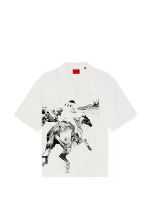 Hugo Graphic-print Camp-collar Shirt