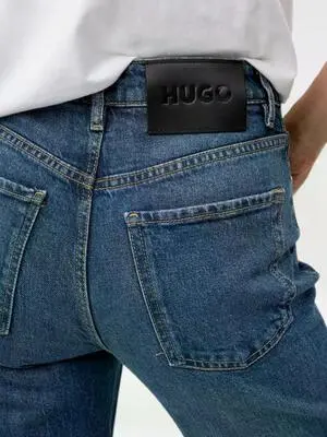 Hugo Straight-leg Jeans With Logo Patch