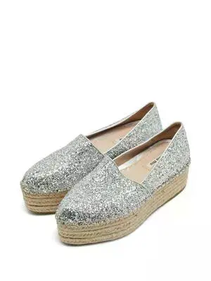 Miu Miu Glitter Platform Espadrilles