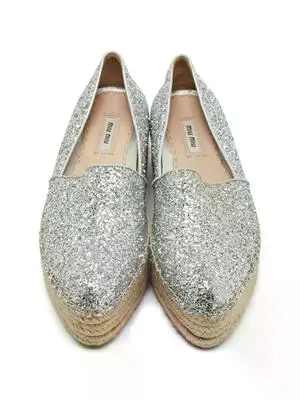Miu Miu Glitter Platform Espadrilles