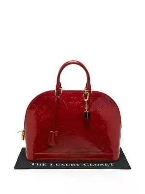 LOUIS VUITTON Alma Monogram Vernis Tote Bag - Red